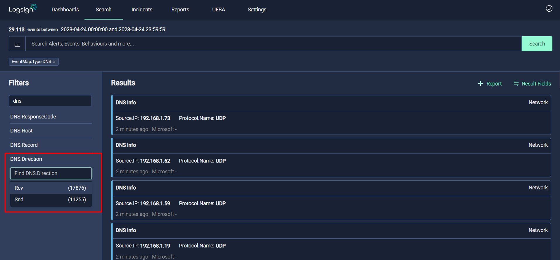 DNS Trafik Verilerinin Filtrelenmesi – Logsign Support Center