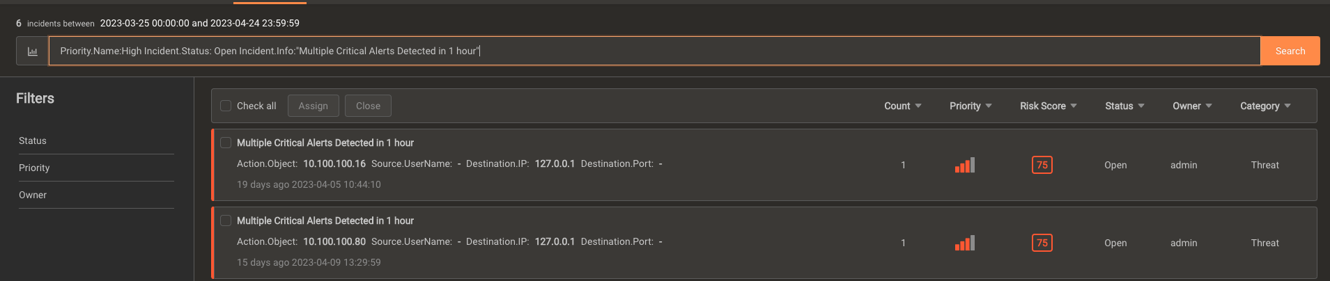 Simple Search In Incident Management – Logsign Support Center