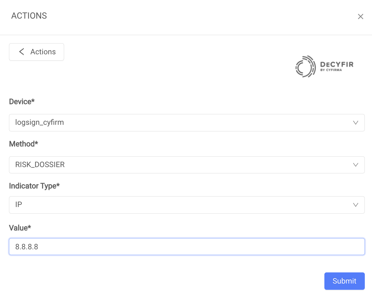 Cyfirma - Responses Integration – Logsign Support Center