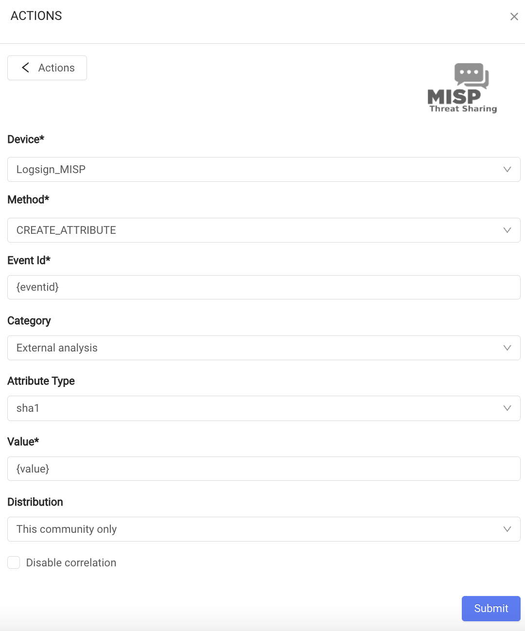 MISP RESPONSE INTEGRATION – Logsign Support Center