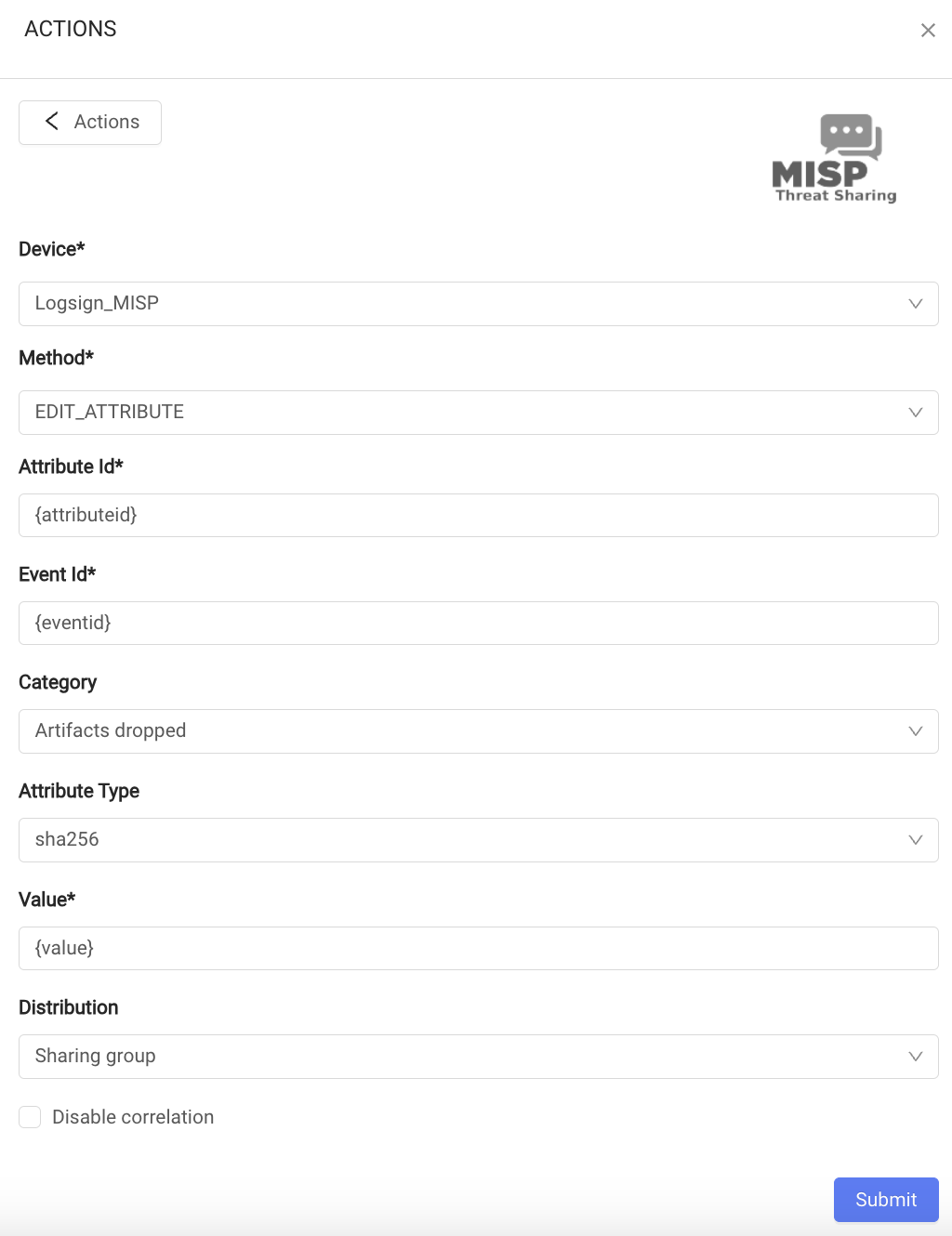 MISP RESPONSE INTEGRATION – Logsign Support Center